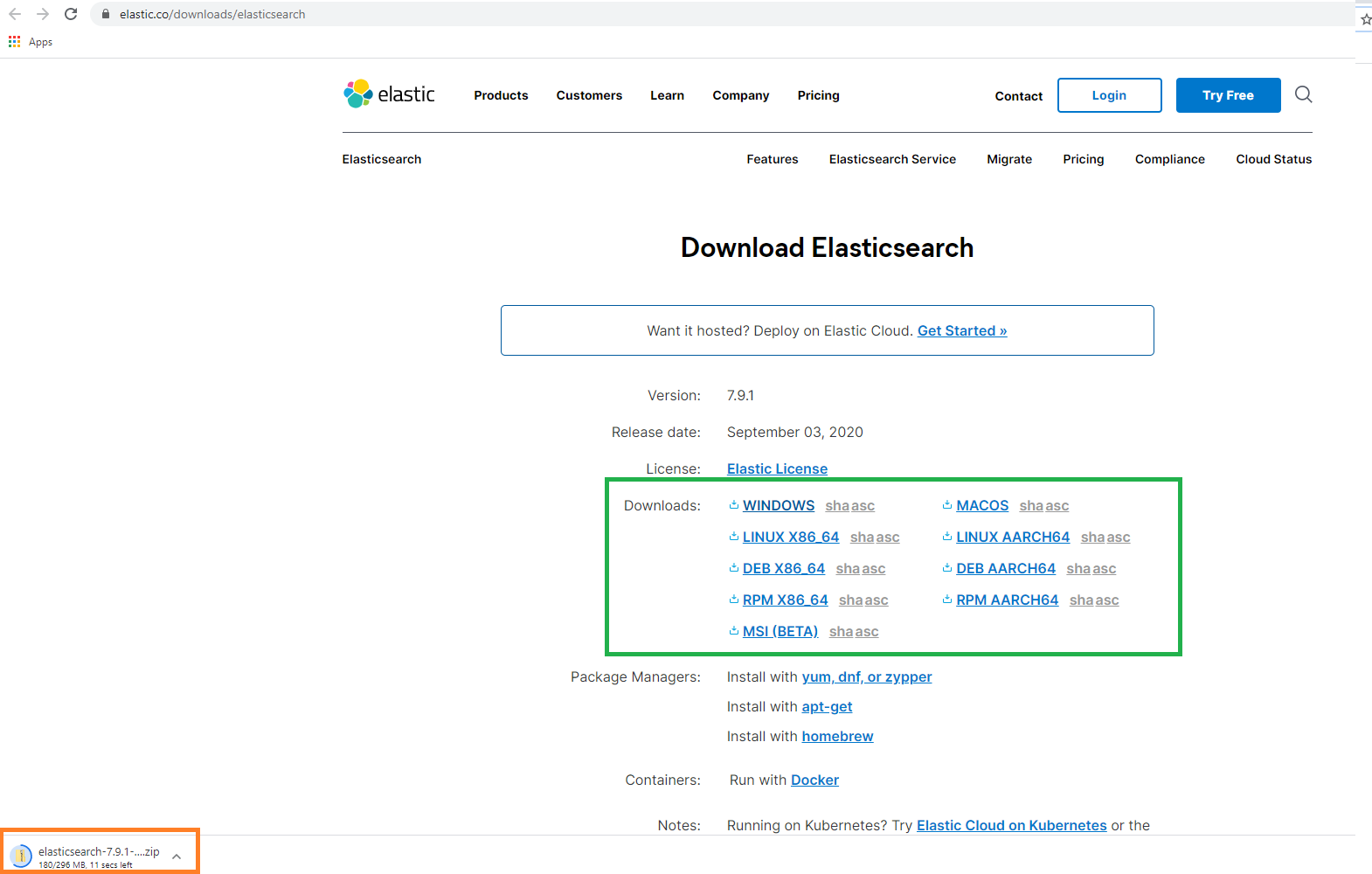 Elasticsearch Download
