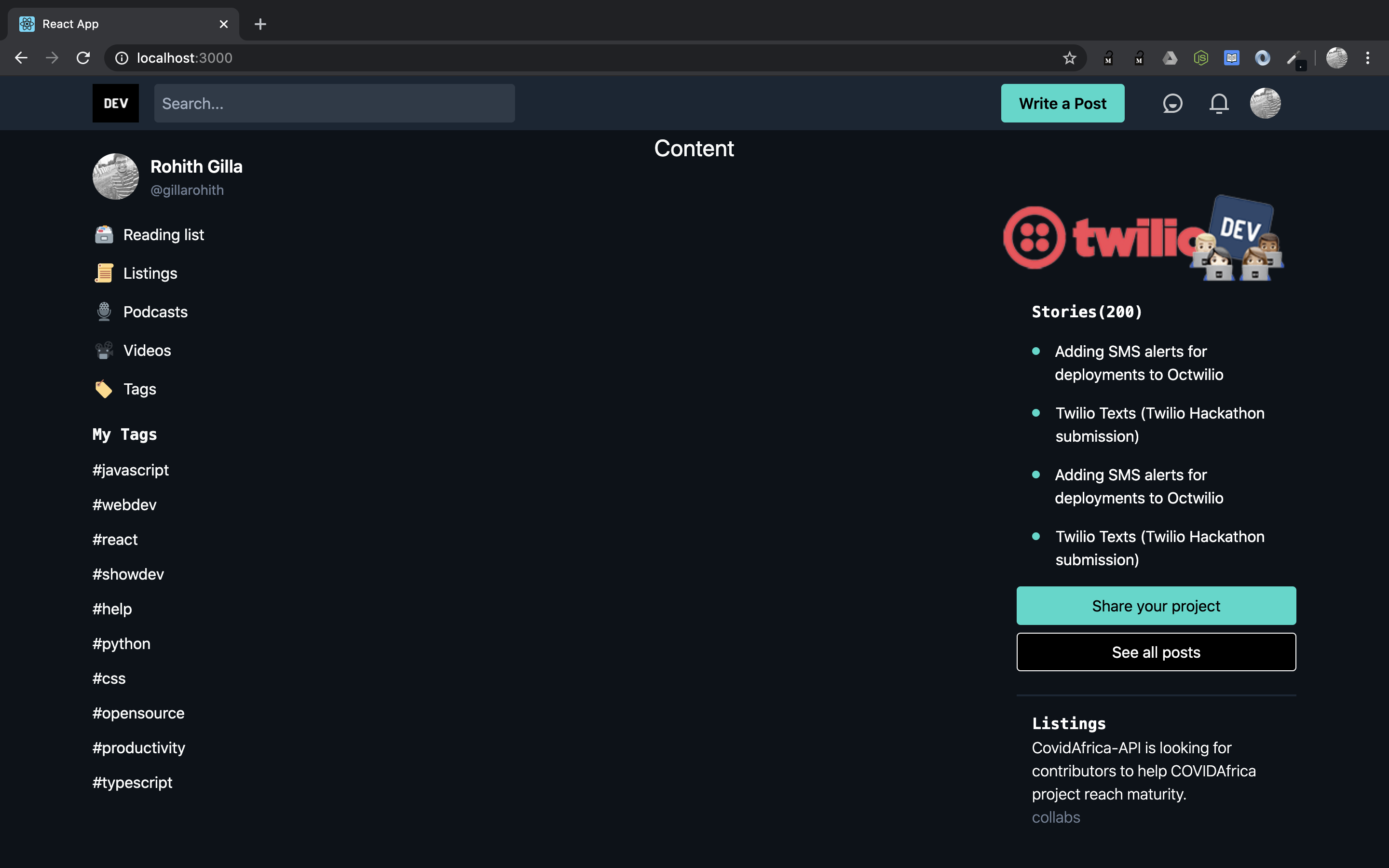 GitHub - Rohithgilla12/react-tailwind-dev-to