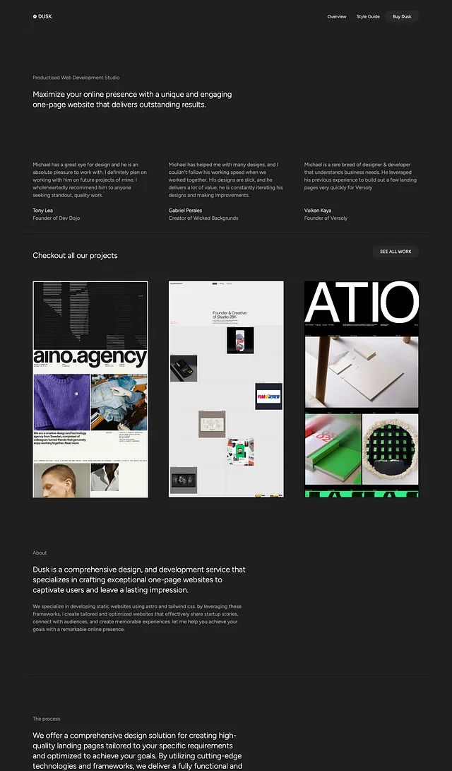 Dusk Multipage Agency Theme Built With Astro Tailwind Css Indie Hackers