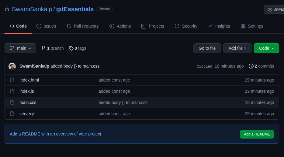 Git Essentials – Sankalp Swami