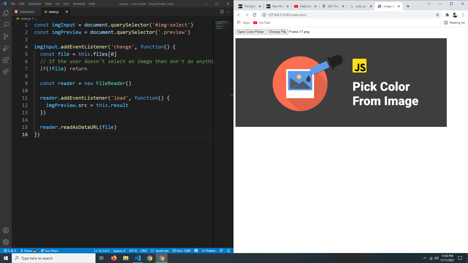 Html picker from image
