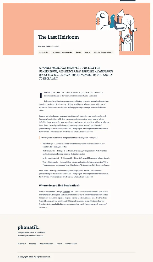 Phanatik — Multipage blog themeBuilt with Astro, Tailwind CSs and MDX - Indie Hackers