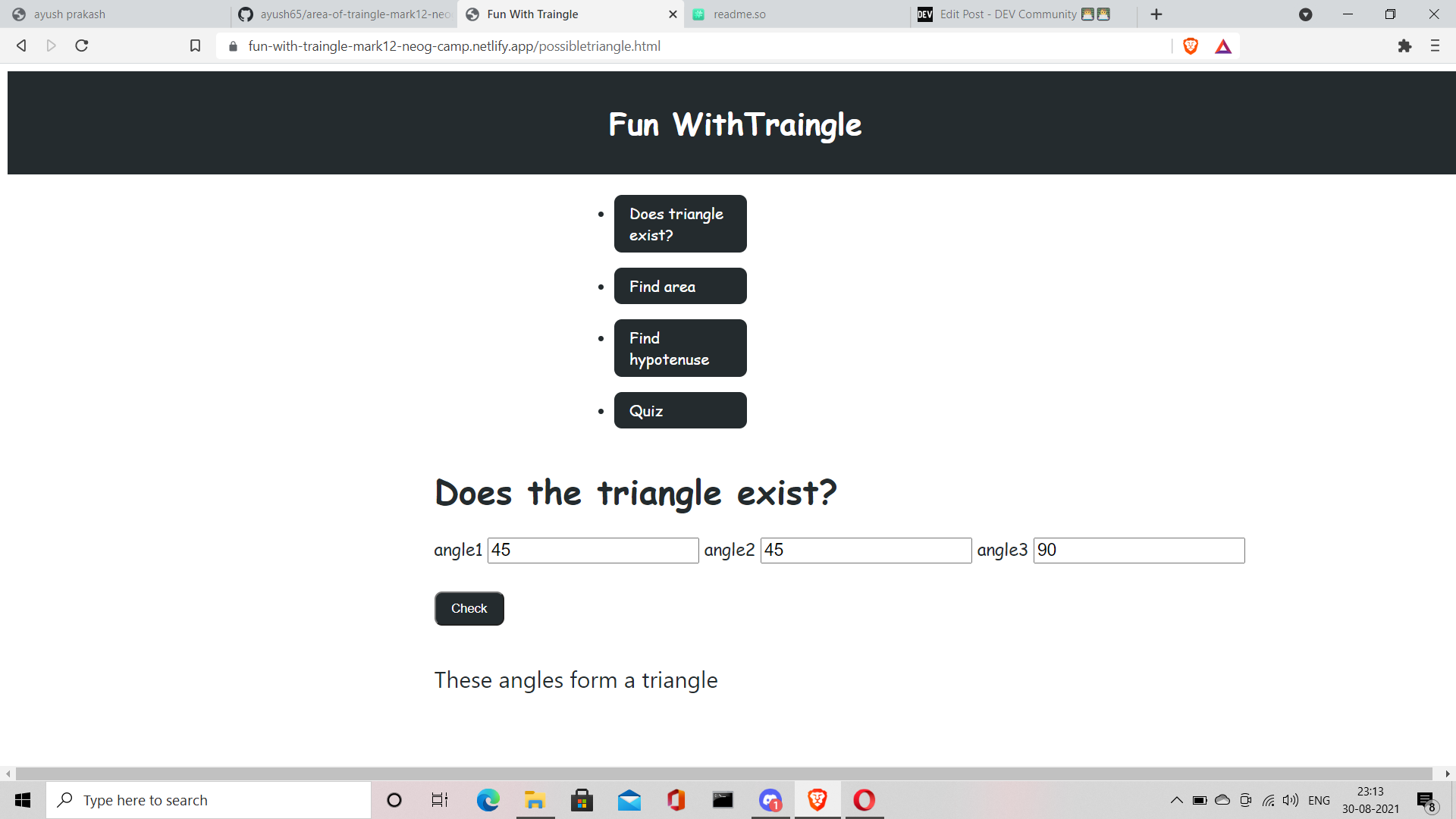 GitHub - ayush65/area-of-traingle-mark12-neog-camp: to get the area of ...