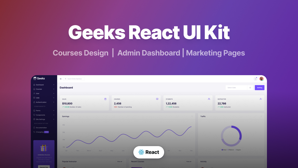 Geeks - React Admin Dashboard Template - Indie Hackers