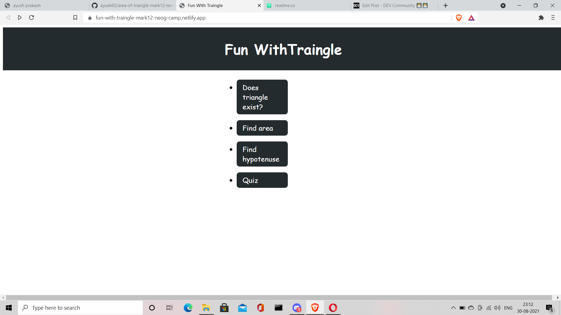 GitHub - ayush65/area-of-traingle-mark12-neog-camp: to get the area of ...