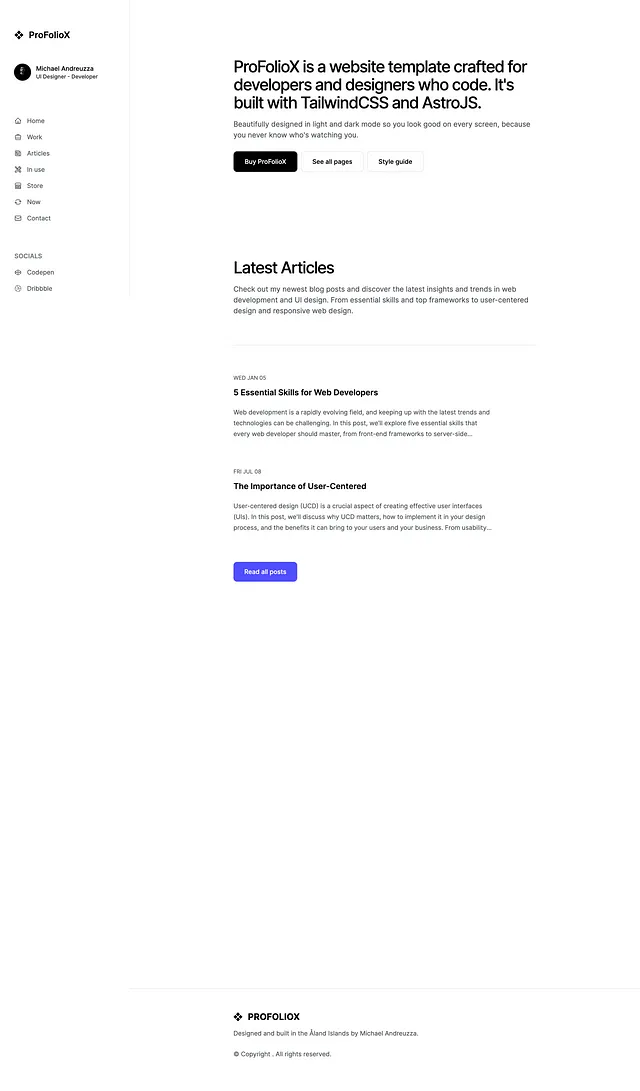 Built with Astro, Tailwind CSS & MDXProFoliox — Multipage personal theme - Indie Hackers