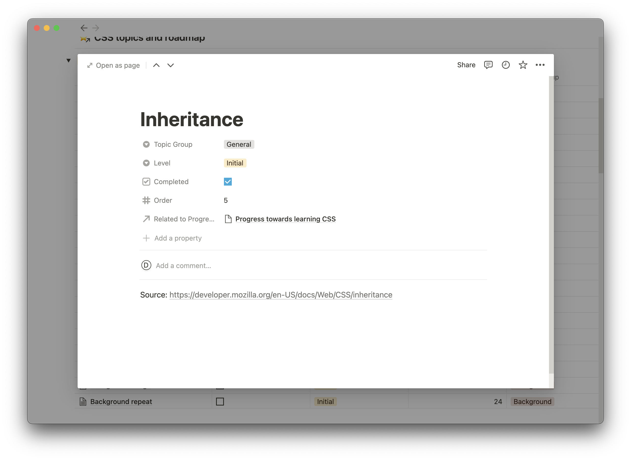 CSS Study Progress Tracker And Roadmap Notion Template