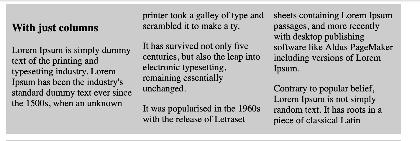 Css display div in column