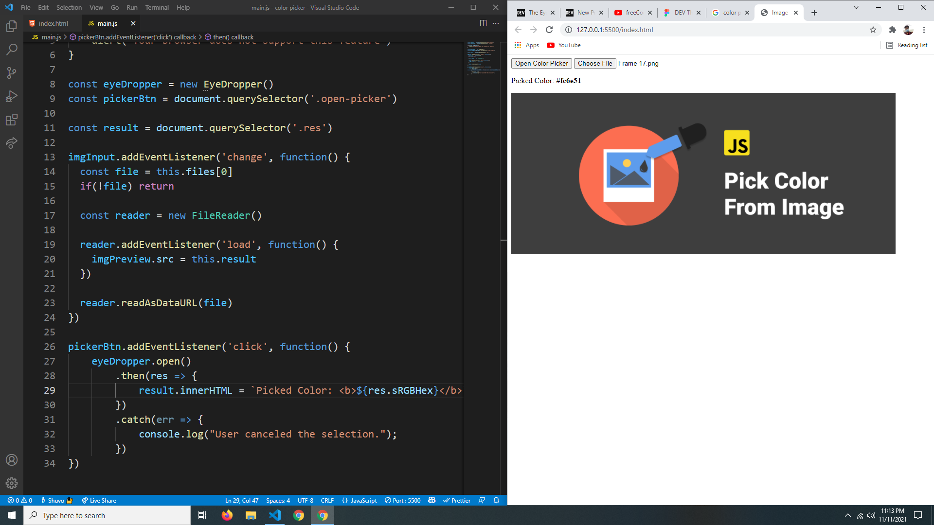 Html picker from image