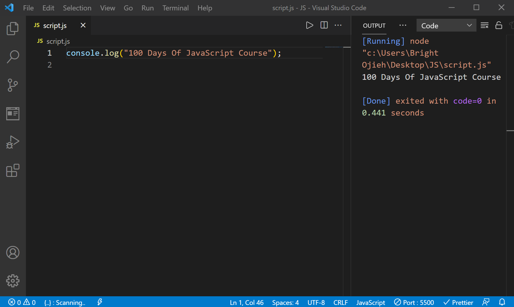 How To View JavaScript console log Output In VSCode