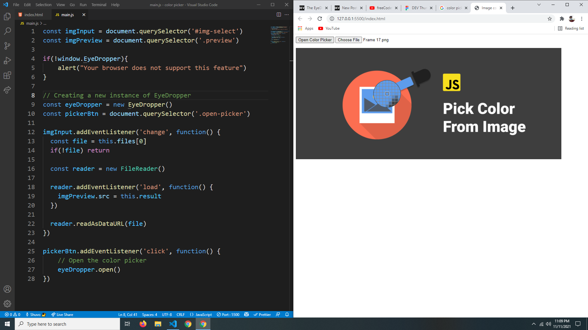 Html picker from image