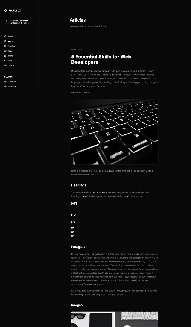 Built with Astro, Tailwind CSS & MDXProFoliox — Multipage personal theme - Indie Hackers