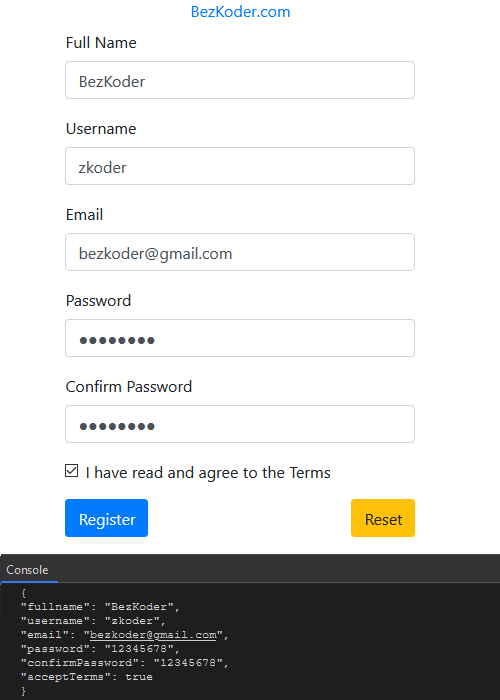 React Hook Form Validation Example React hook form 7 BezKoder